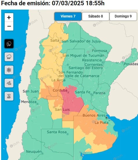 EDELaR reitera la alerta por tormentas en el Sur Provincial