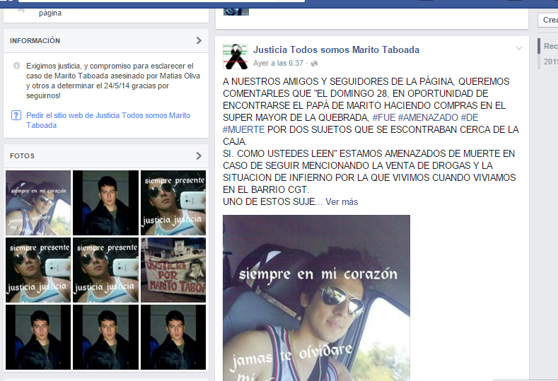 Denuncian que el padre de Mario Taboada fue amenazado de muerte